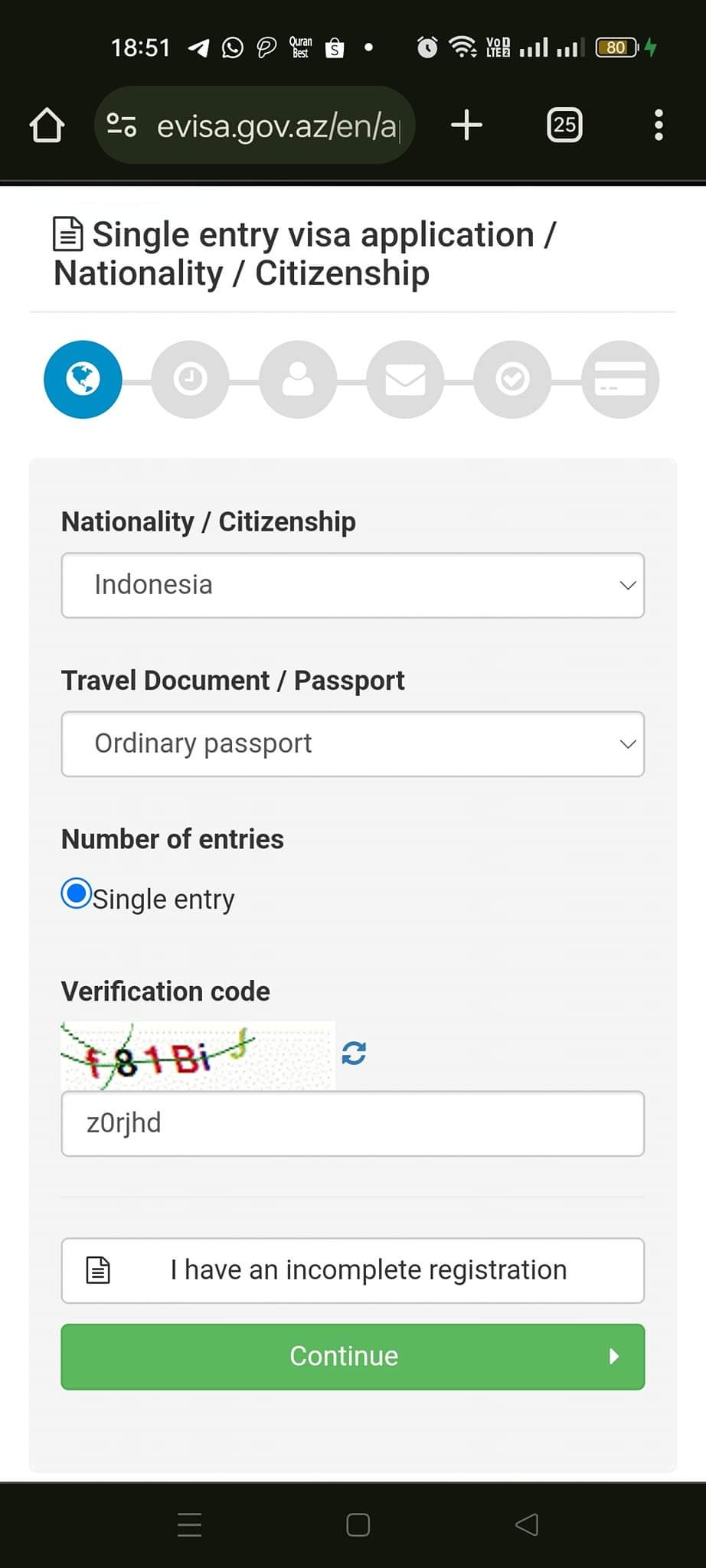 TUTORIAL APPLY EVISA AZERBAIZAN UNTUK WARGA NEGARA INDONESIA